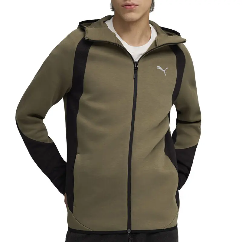 Puma Muški duks EVOSTRIPE FZ DK, Maslinasti