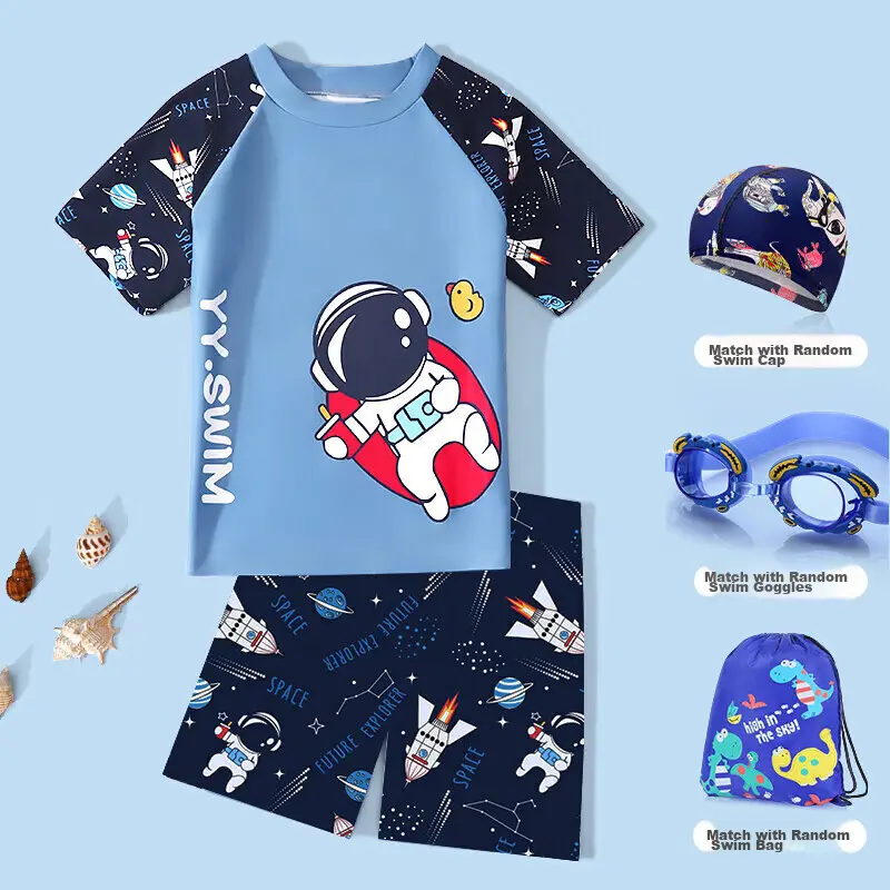 Youyou Set Kupaći kostim za dečake, 6 delova, Teget