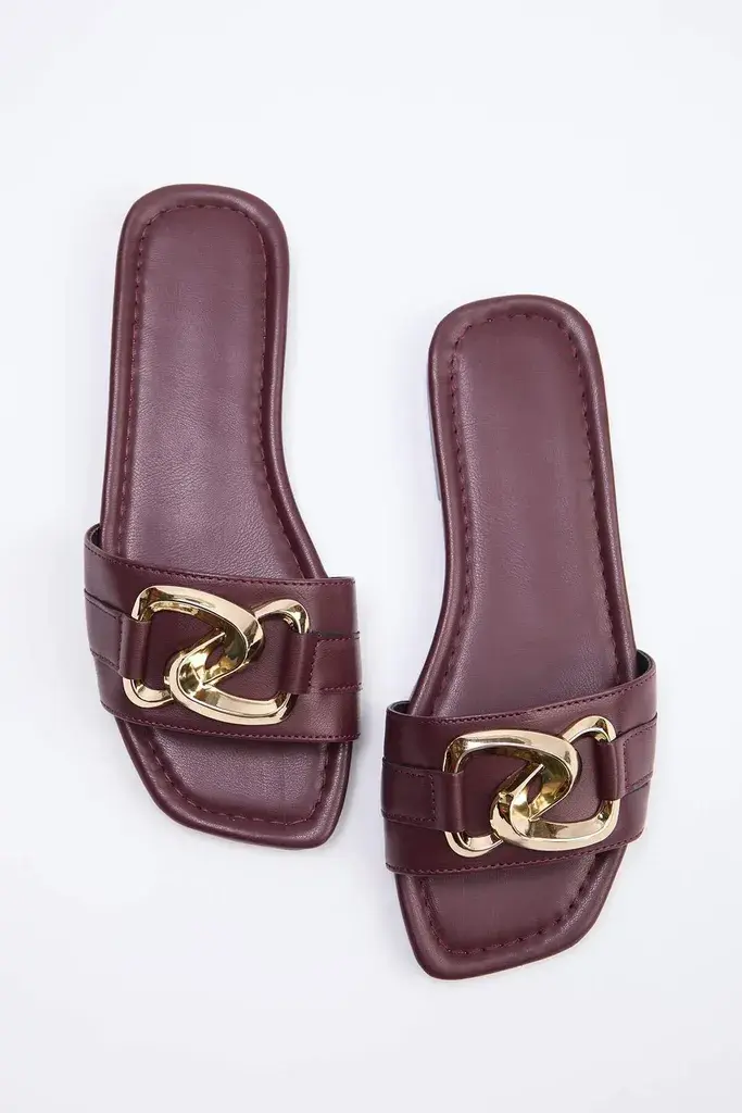 Trendyol Shoes Ženske papuče Takss25Te00023, Bordo