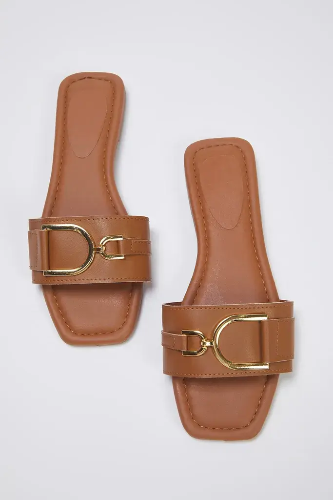 Trendyol Shoes Ženske papuče Takss25Te00015, Smeđe