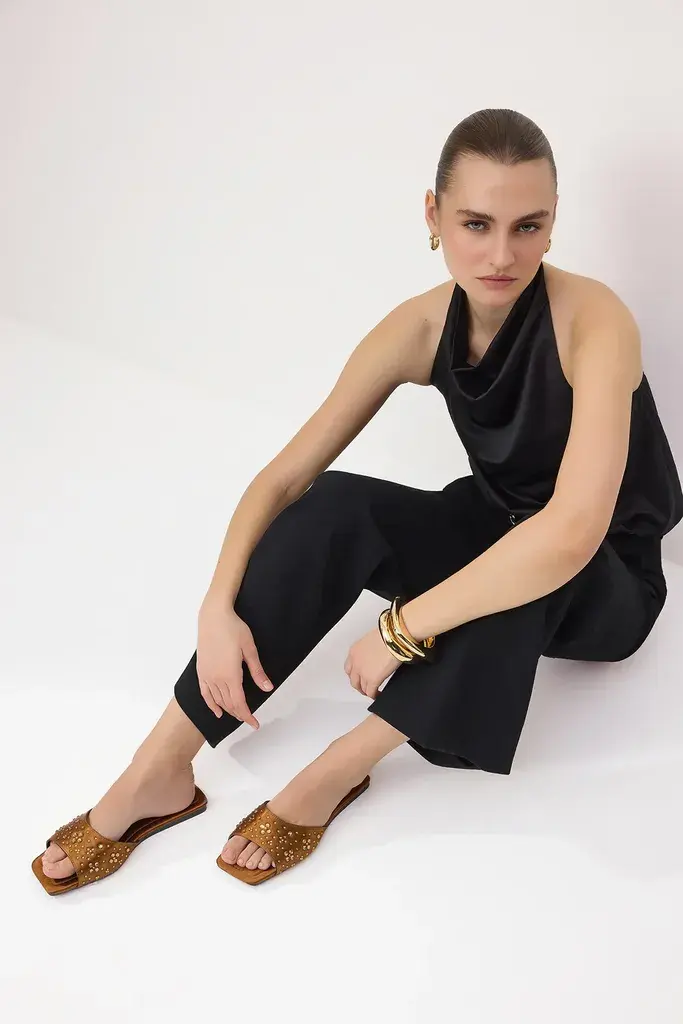 Trendyol Shoes Ženske papuče Takss25Te00025, Braon
