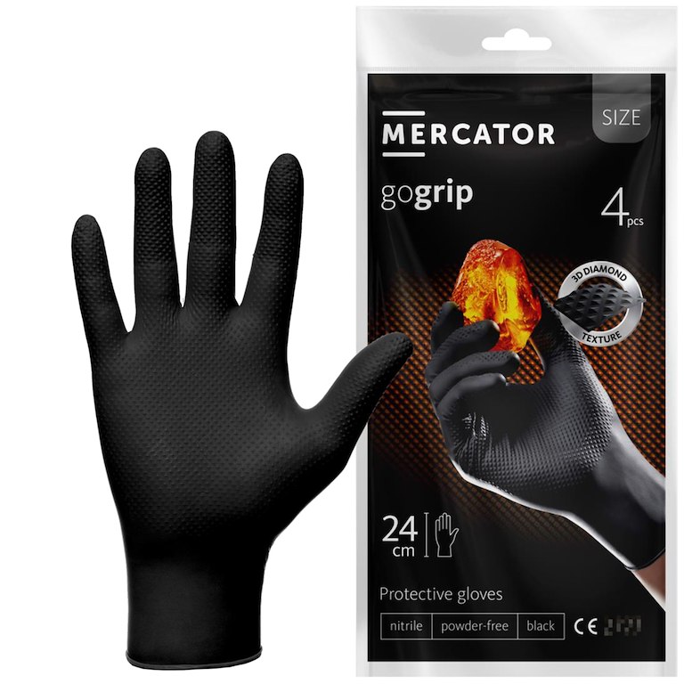 Jednokratne nitrilne rukavice Mercator GoGrip 4/1 crne