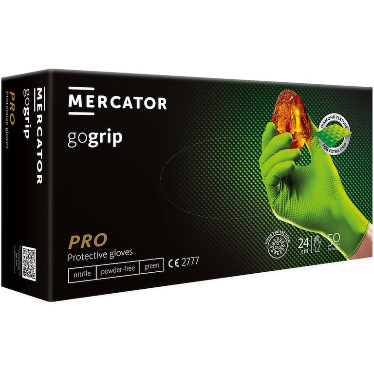 Jednokratne rukavice Mercator GoGrip Pro zelene