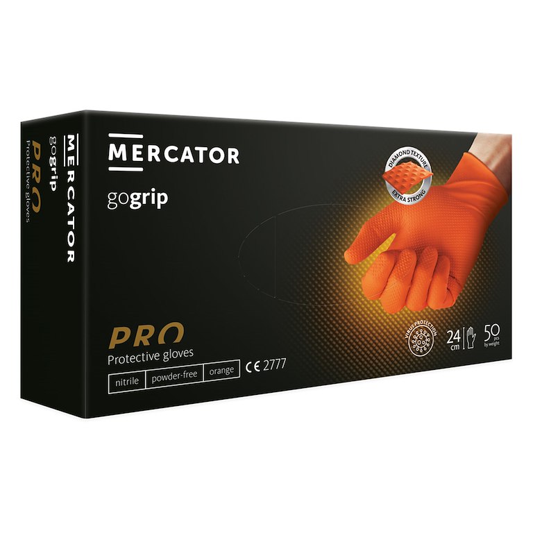 Jednokratne nitrilne rukavice MERCATOR GOGRIP PRO narandžaste