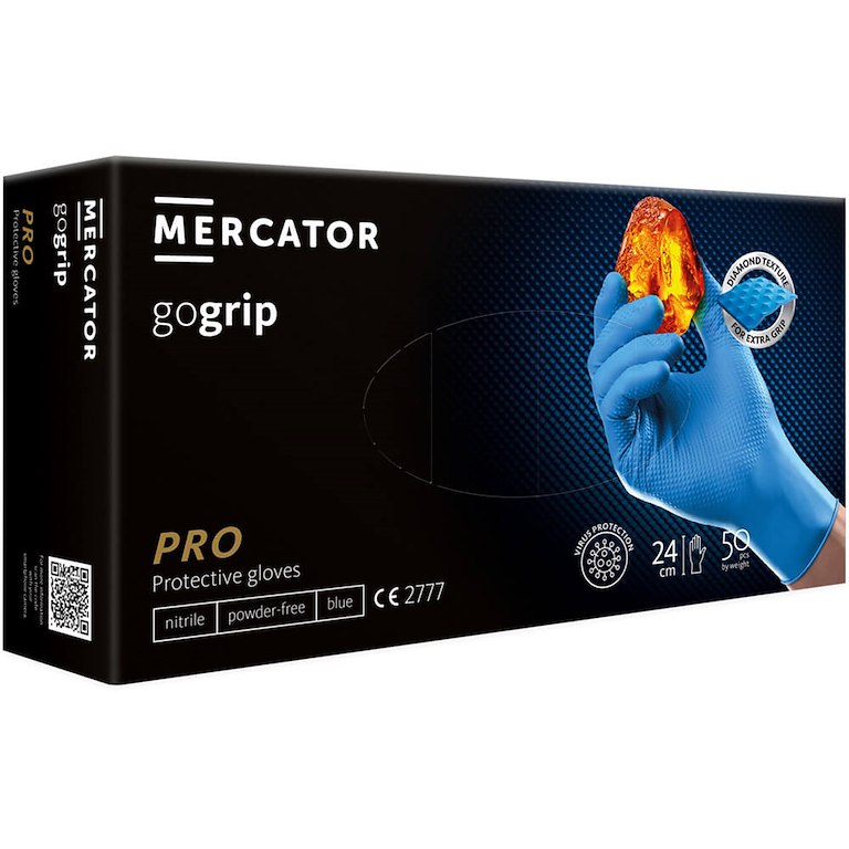 Jednokratne nitrilne rukavice MERCATOR GoGrip Pro plave