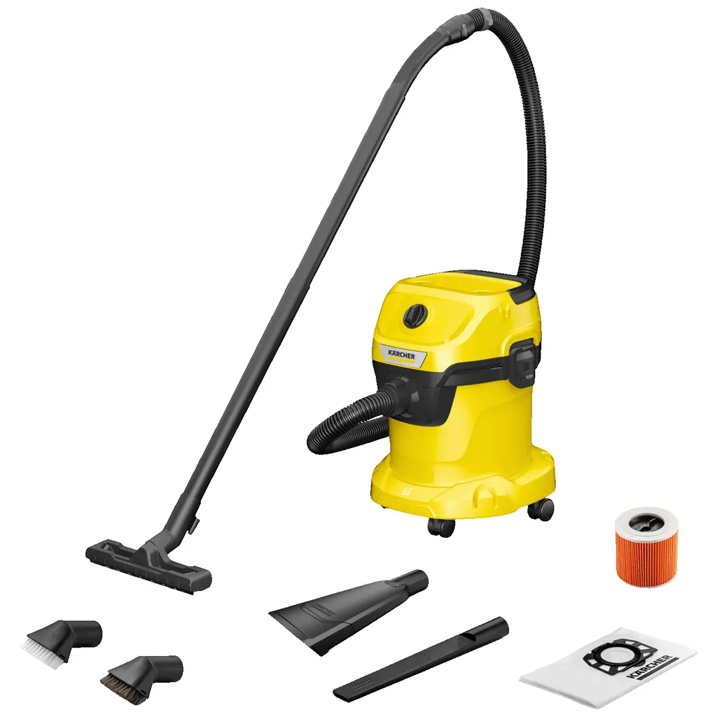 Karcher usisivač za mokro/suvo usisavanje WD 3 V-15/4/20 za automobil, 1000W, rezervoar 15 litara, žuti