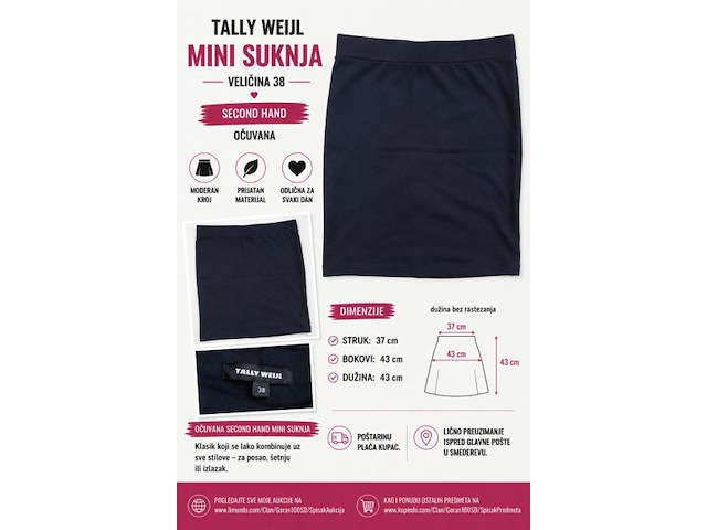 Tally Weijl mini suknja – klasična crna | Veličina 38