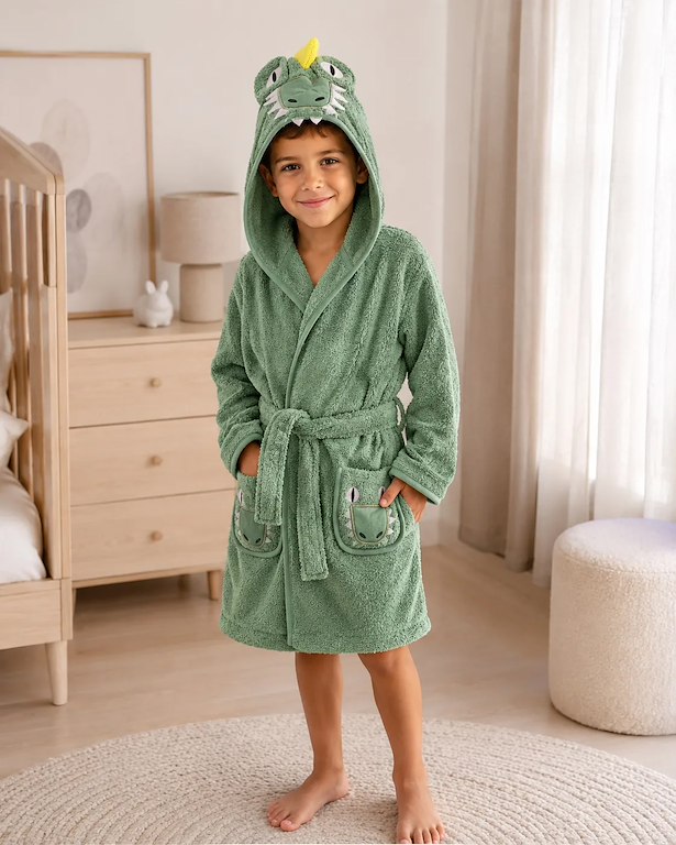 Bademantil za bebe i decu – dinosaurus