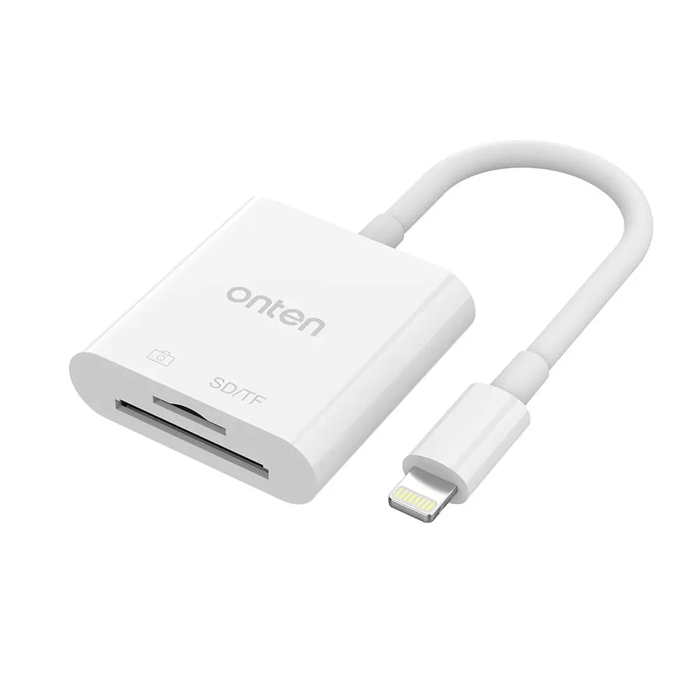 Onten Adapter čitač kartica OTN-CR202, Lightning na SD/TF, Beli