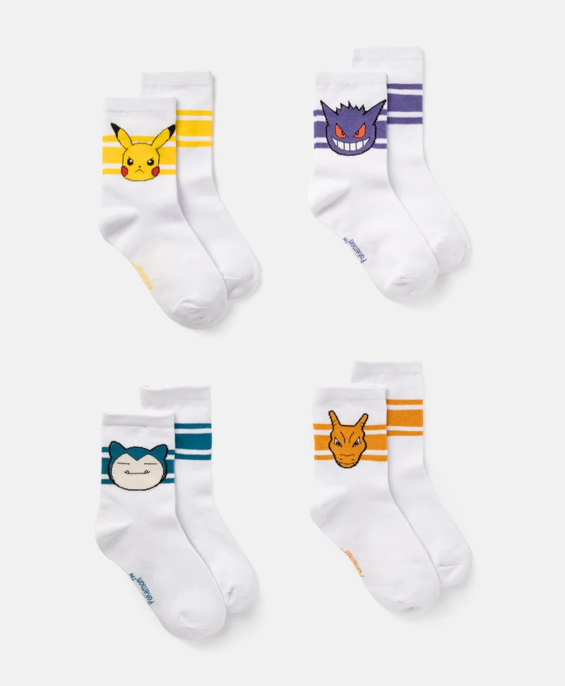 Set belih sokni za dečake Pokémon 4 para