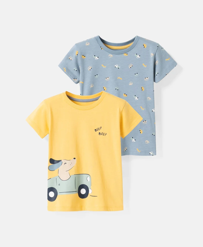 Set majica za bebe sa psom i autima 100% pamuk