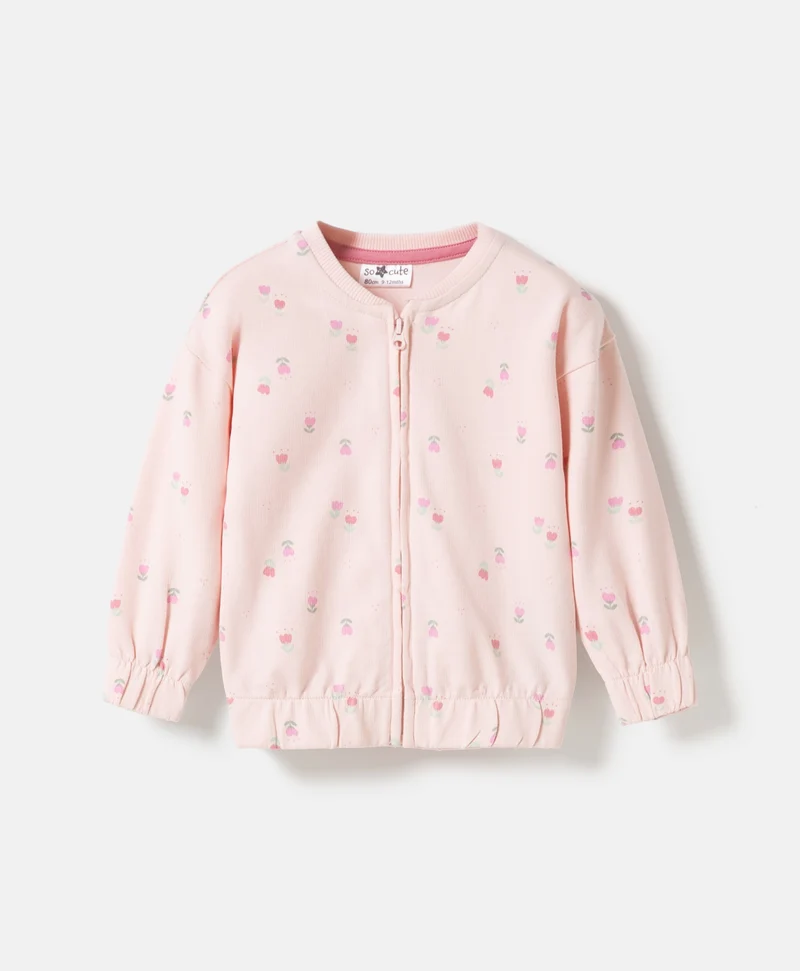 Bluza za bebe na rajsfešlus sa cvetovima 100% pamuk