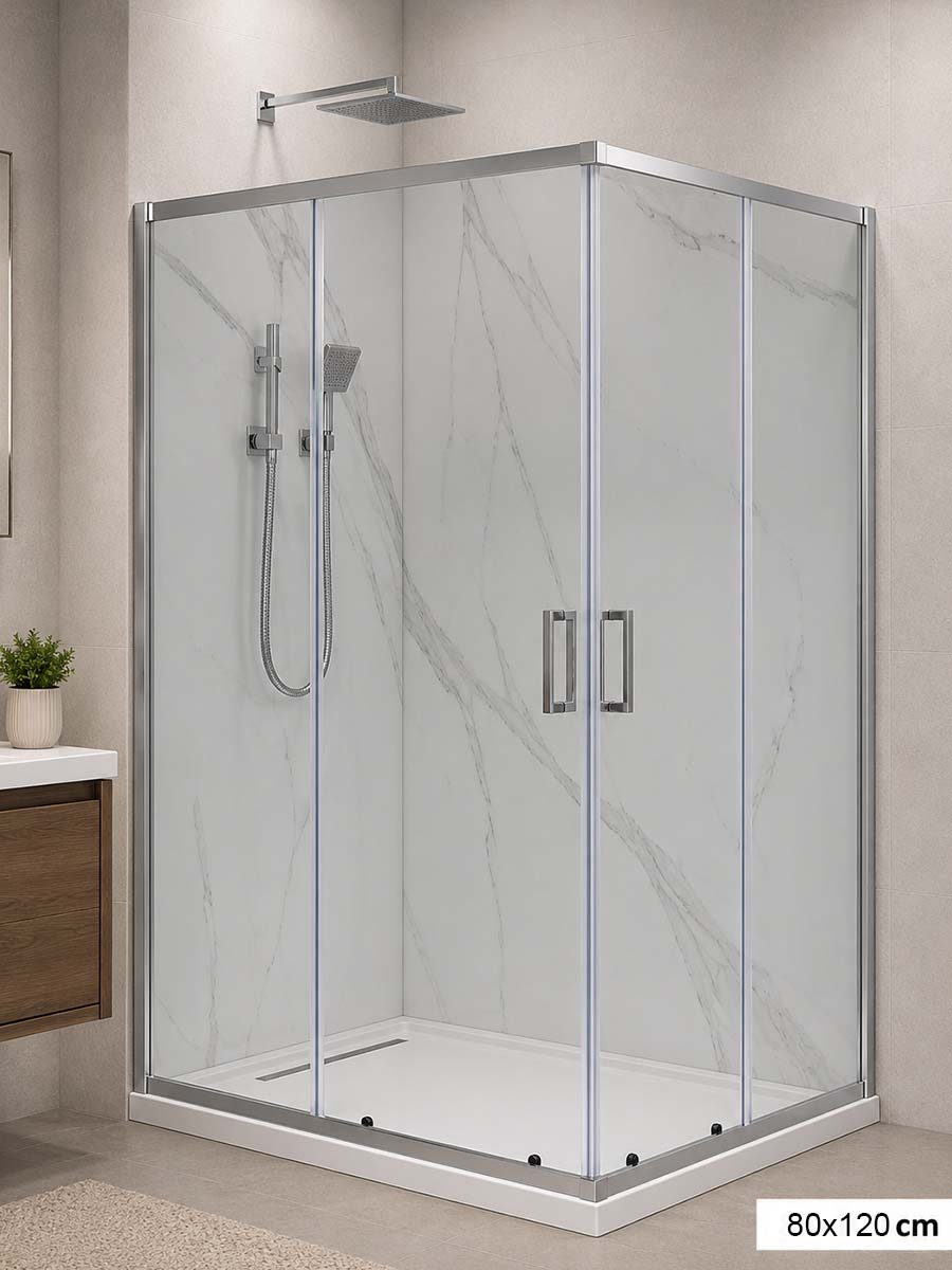 Tuš kabina Hidrosan Basic srebrni ram 80x120x190cm providno staklo 5mm