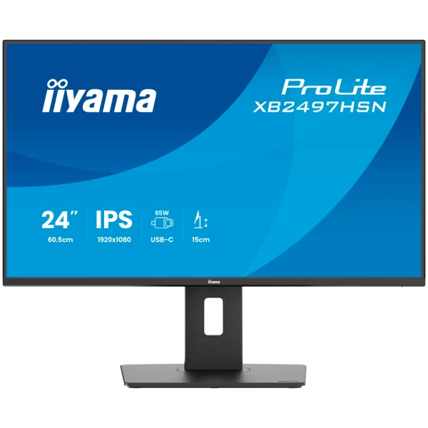 Iiyama ProLite XB2497HSN-B1, 60.5 cm , 23.8, 1920 x 1080 pixels, Full HD, LED, 1 ms, Black IPS monitor with USB-C docking, LAN ( XB2497HSN-
