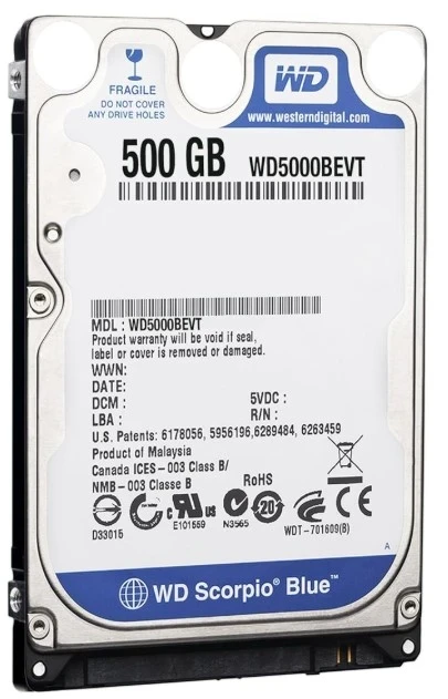 HDD 2.5 * 500GB WD5000BEVT BLUE scorpio 5400rpm 8mb SATA 9.5mm