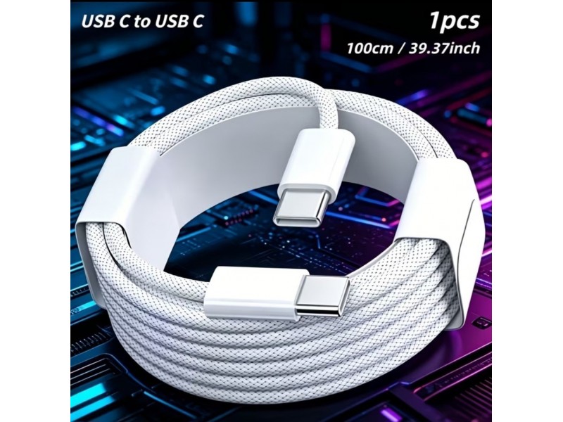 USB C na USB C pleteni kabl 100cm - Za brzo punjenje