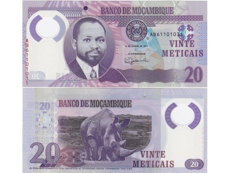 Mozambik MOZAMBIQUE 20 Meticais 2017 UNC, P-149 Polymer