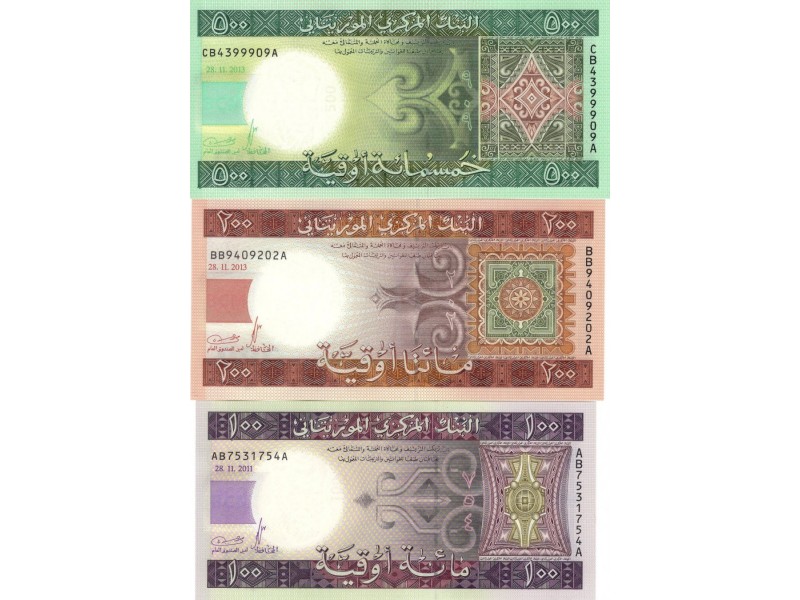 MAURITANIA 100, 200 i 500 Ouguiya 2013-2015 UNC