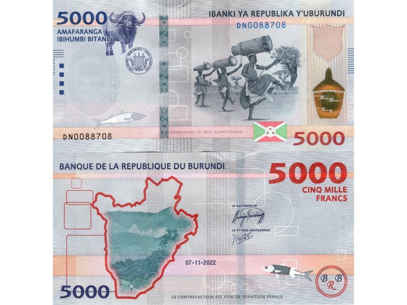 Burundi 5000 Francs 2022 UNC, P-58