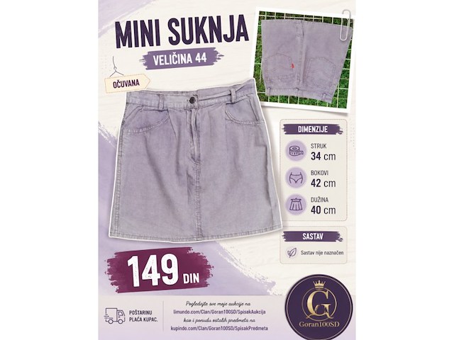 Mini suknja vel. 44 – očuvana