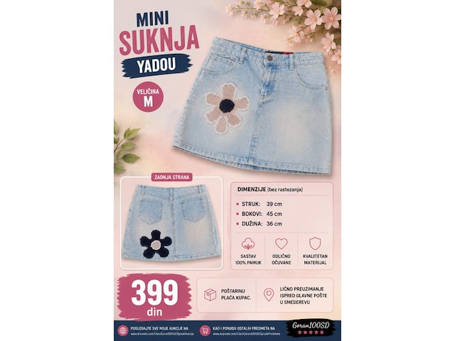 Mini teksas suknja YADOU – vel. M