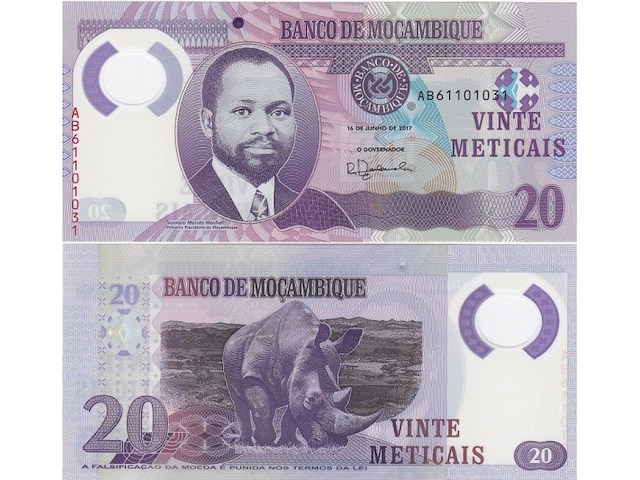 Mozambik MOZAMBIQUE 20 Meticais 2017 UNC, P-149 Polymer