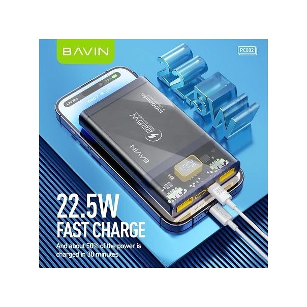 Bavin Power bank 10 000mAh 22.5W - PC002 crna
