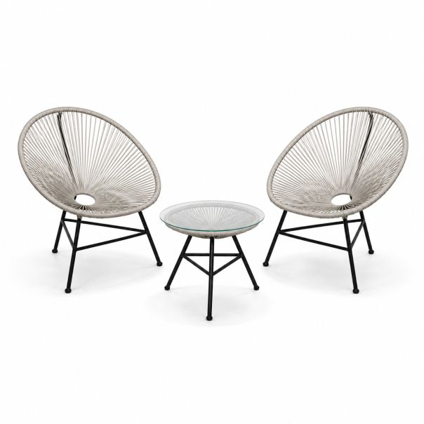 MODUL Baštenski set Lounge sivi, 2 stolice i sto