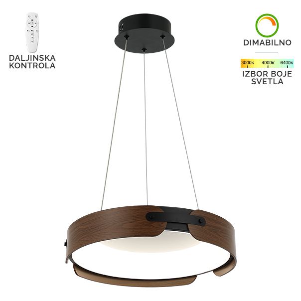 FORMA LED luster F2097-75V BK+DWD, crna/braon