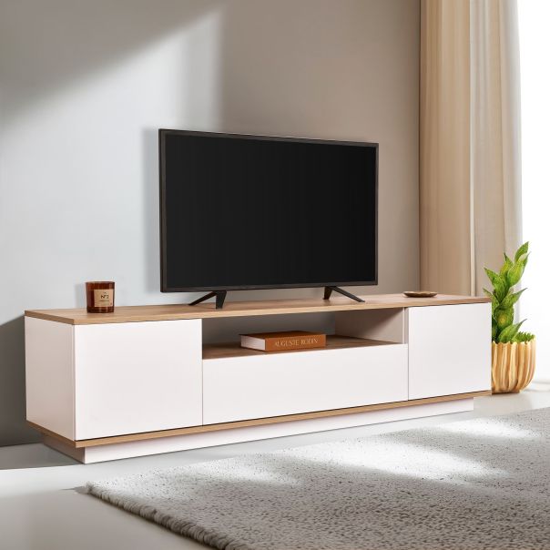 HANAH HOME TV komoda Veramont, bela/svetlobraon