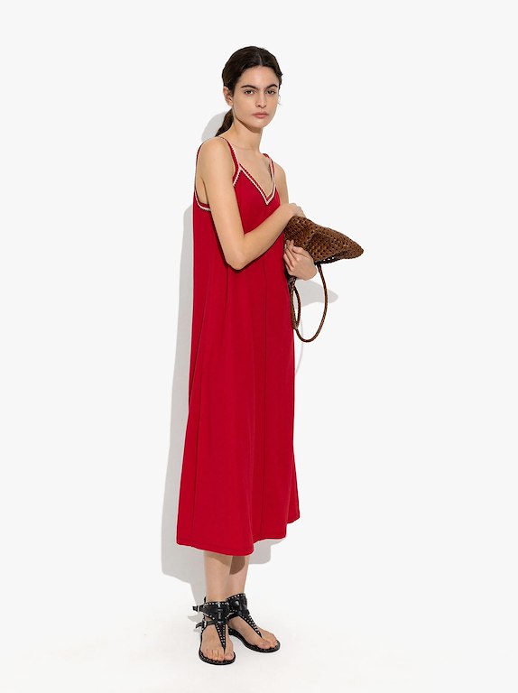 PLAIN MIDI DRESS WITH STRAPS