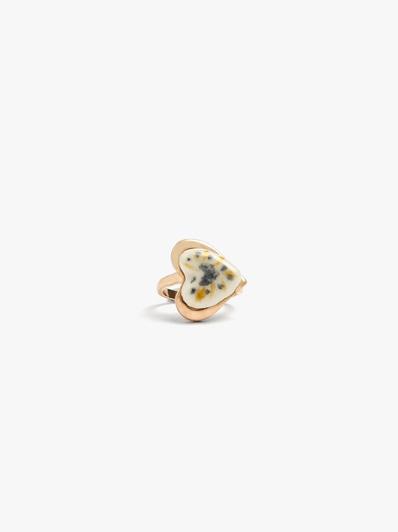 HEART CERAMIC RING WITH ENAMEL