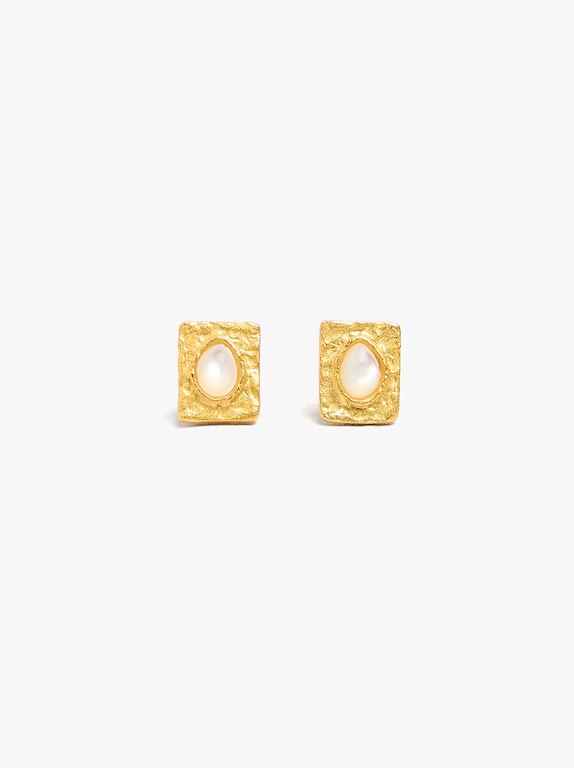 EARRINGS WITH FRESHWATER PEARLS GOLD PLATED 18K - 925 STERLING SILVER
