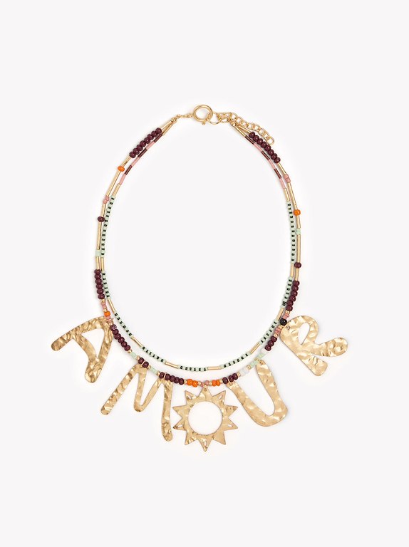 DOUBLE NECKLACE WITH BEADS AMOUR
