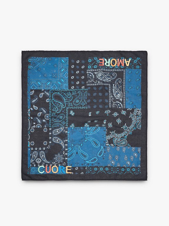 SQUARE PRINTED SCARF AMORE 100% COTTON