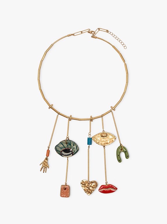NECKLACE WITH BARS AND CERAMIC PENDANTS