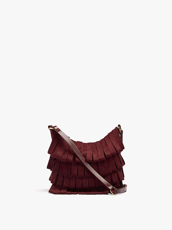 SHOULDER BAG WITH LEATHER-EFFECT WITH FRINGES