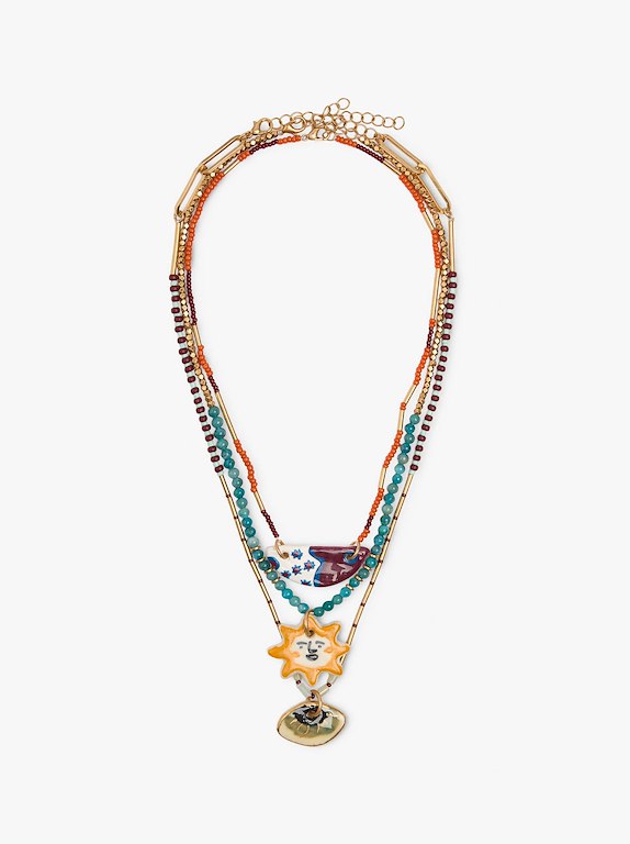 SET OF NECKLACES WITH MULTICOLOURED PENDANTS