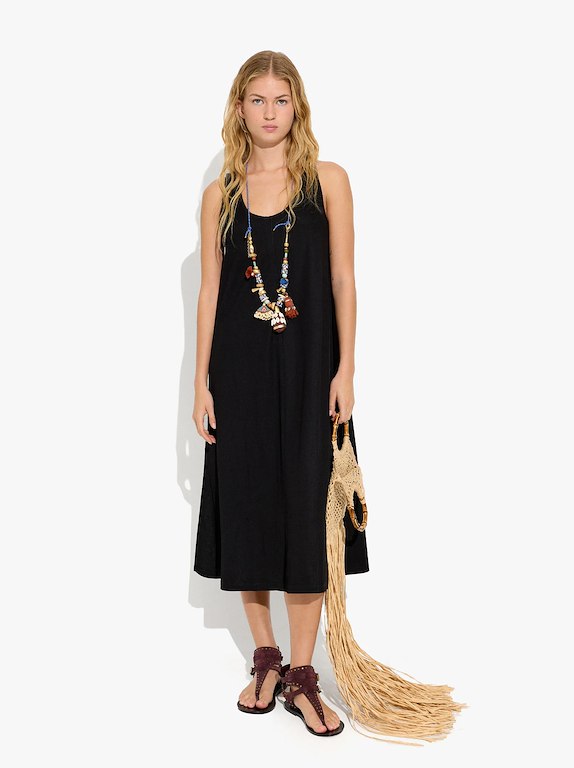 MIDI PLAIN DRESS AND FLOWY