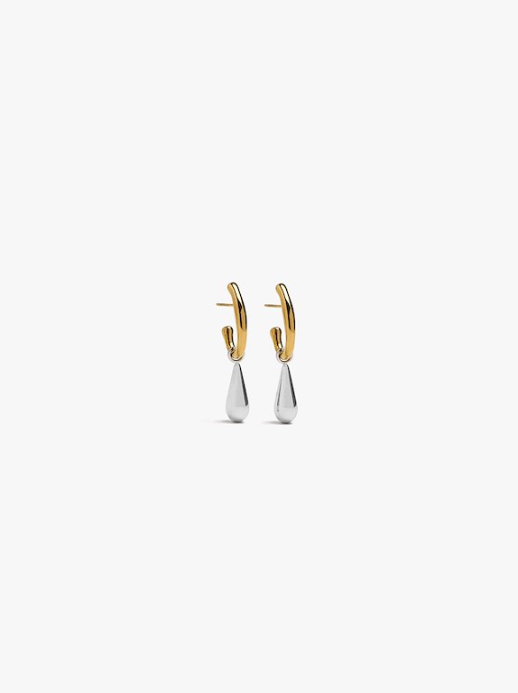 BICOLOR TEARDROP HOOP EARRINGS - STAINLESS STEEL