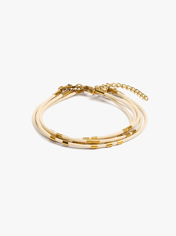 MULTI-BRACELET WITH METAL SEGMENTS - STAINLESS STEEL