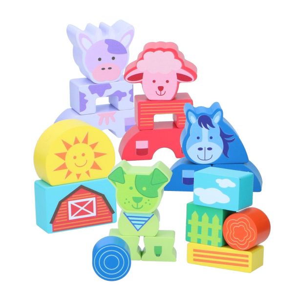 MARIONETTE WOODEN TOYS Drvene kocke Marionette– farm životinje (20 delova)