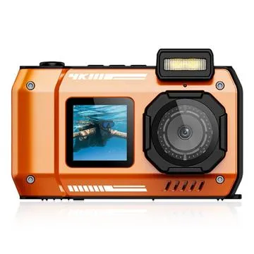 D50 DUAL SCREEN WATERPROOF ACTION CAMERA - 65MP, IP68 - ORANGE