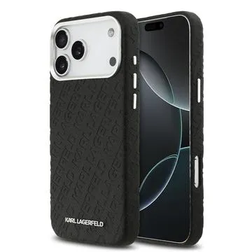 IPHONE 17 PRO MAX KARL LAGERFELD GRAINED REPEATED LOGO MAGSAFE CASE - BLACK