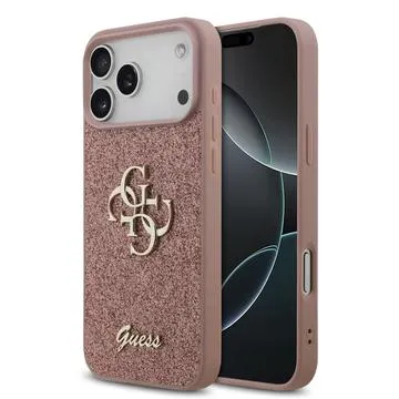 IPHONE 17 PRO MAX GUESS FIXED GLITTER 4G METAL LOGO MASKA - ROZE