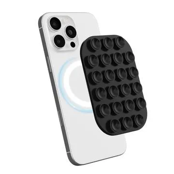 ROUNDED MAGSAFE SILICONE SUCTION CUP PHONE HOLDER - BLACK