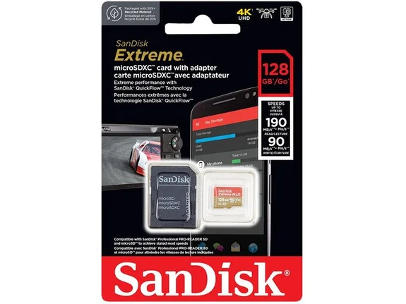 Mem.Kartica SanDisk SDXC Extreme micro Pro Deluxe 128GB 190MB/s A2 C10 UHS-I U3 V30