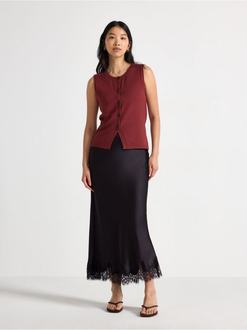 Suknja – Satin skirt with lace trim