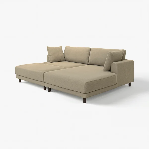 Modularna sofa trosed, s lenjivcem, desno sa stoličicom/Johanneshov smeđebež