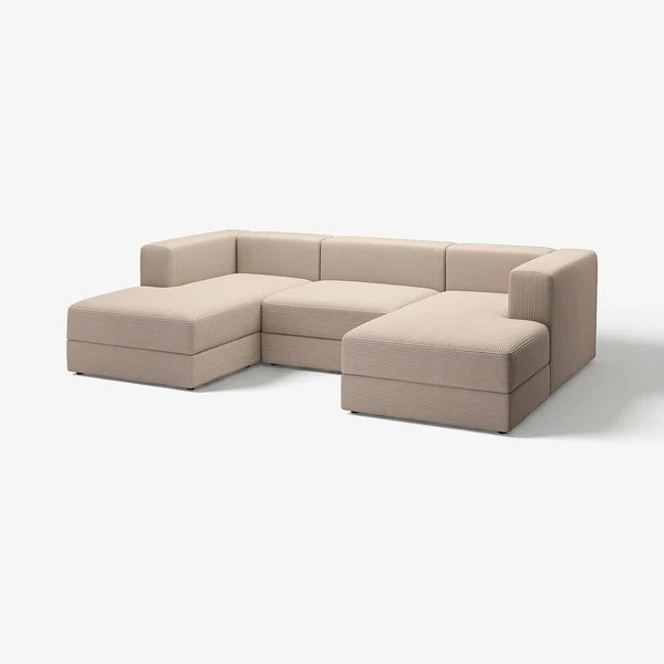 Modul.sofa s 3,5 sed. i lenjivcem, rukohvati/Samsala sivo-bež